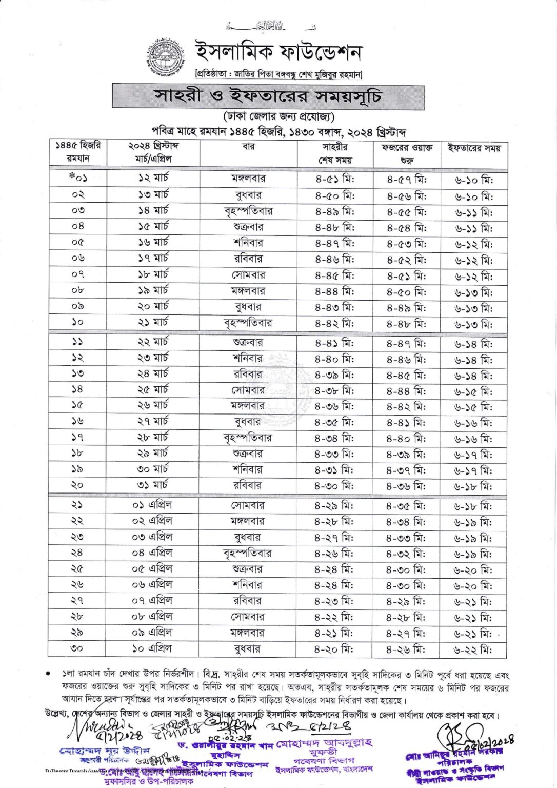 Islamic Foundation Ramadan Calendar 2024 (PDF Download)